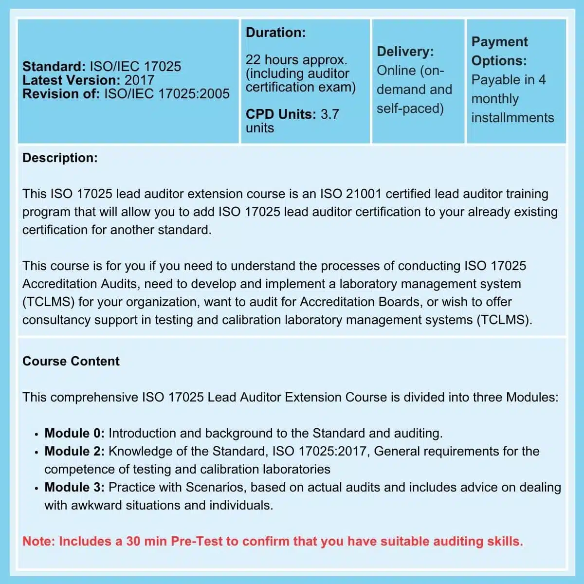 ISO 17025 Lead Auditor Training | ISO 21001 accredited