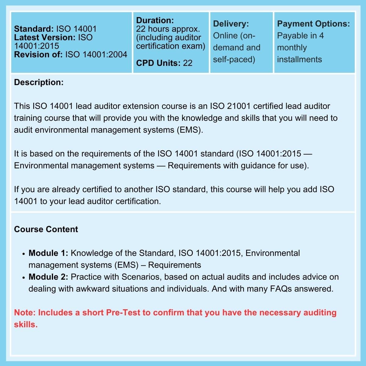 ISO 14001 Internal Auditor Certification | ISO 21001 Certified